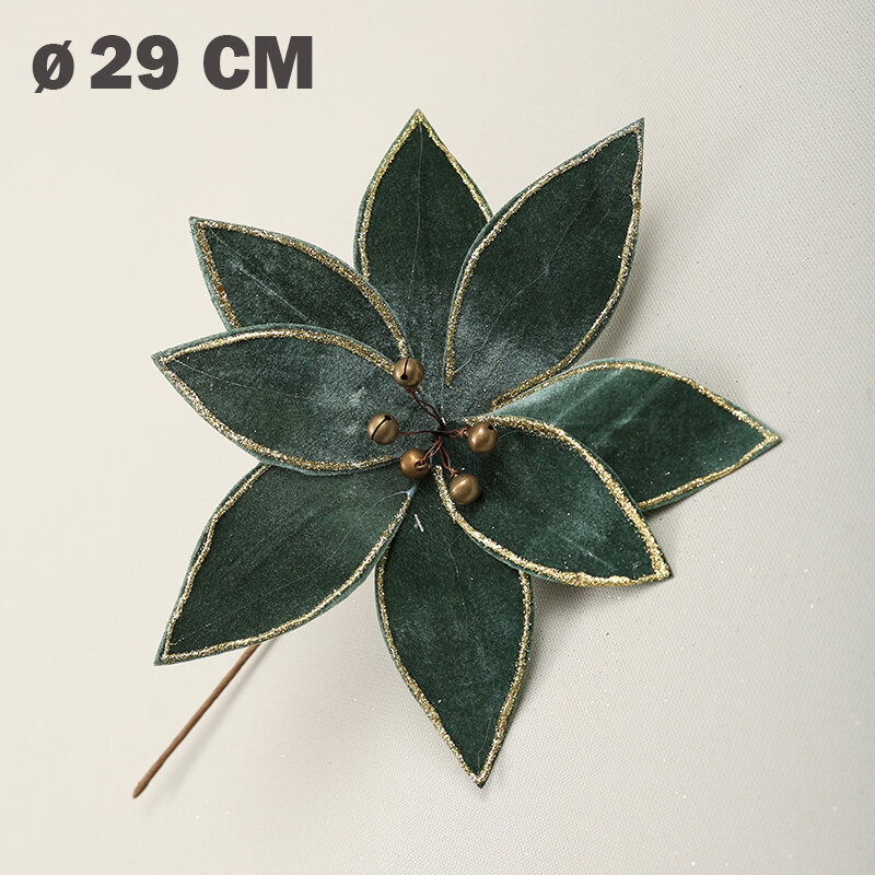 Цветок искусственный декоративный новогодний, d 29 см, цвет зеленый