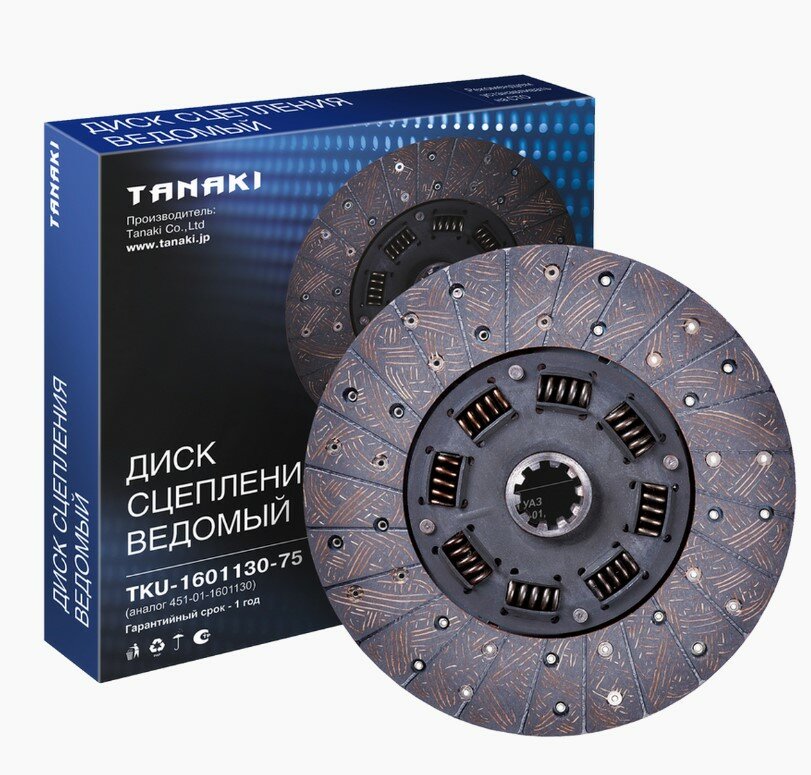 Диск сцепления УАЗ двс УМЗ 417, 421 с рычажным сцеплением Tanaki