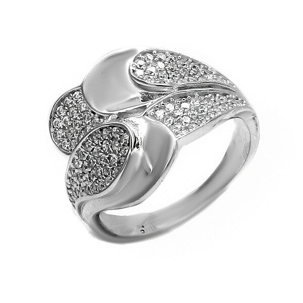 Кольцо, серебро, 925 проба, родирование, фианит