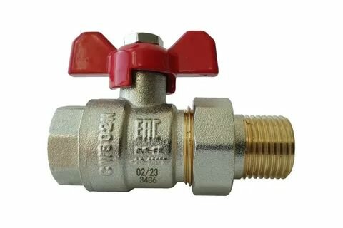 Шаровой кран полнопроходной С накидной гайкой (американка) BVR-FR,065B8205RG ВР-НР, ручка-бабочка, Ридан ДУ 25 (1")