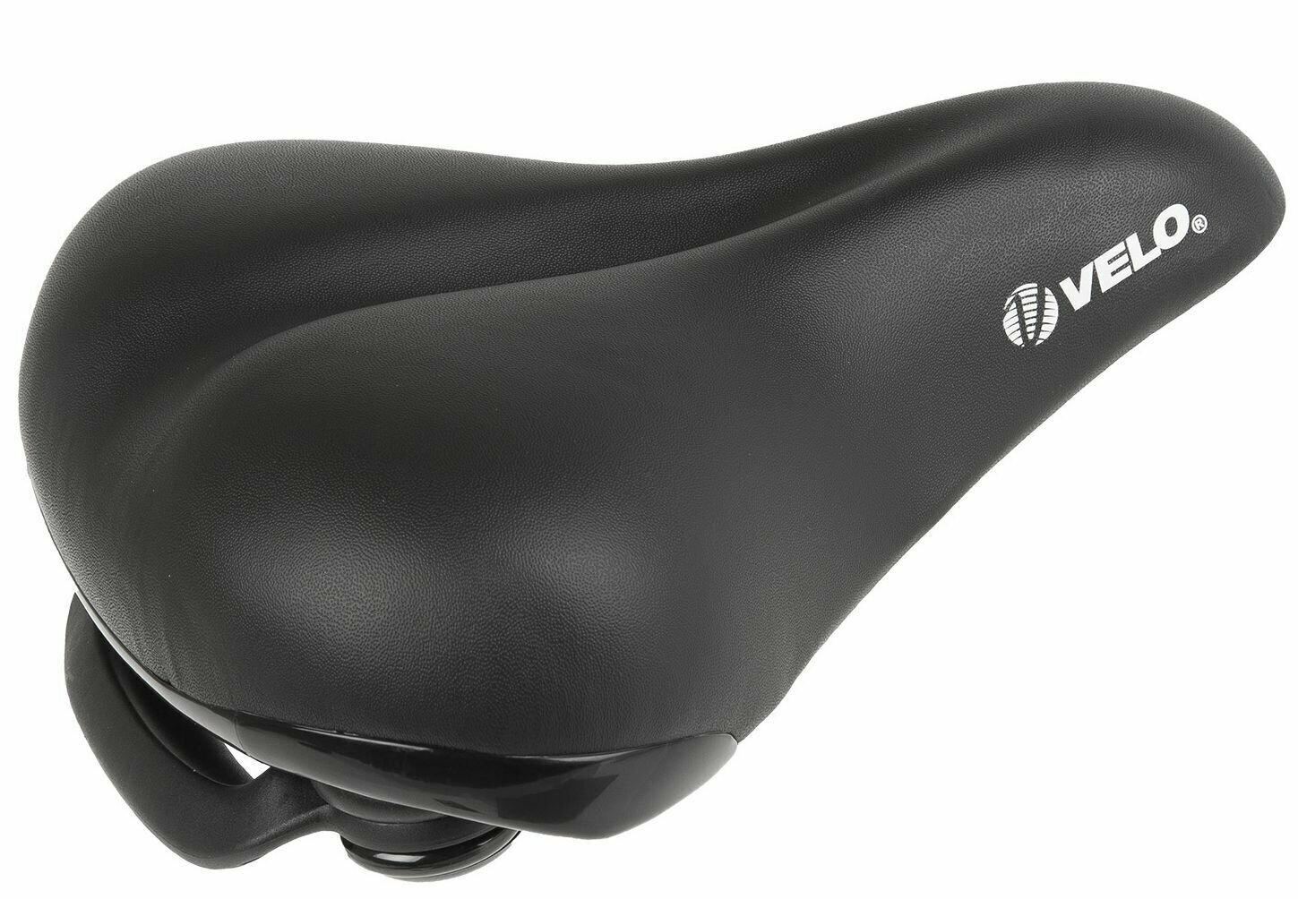 Седло для велосипеда комфортное VELO ELASTO D2 258х217мм эластомерное, специальный наполнитель D2, с закрытыми резиной пружинами, черное
