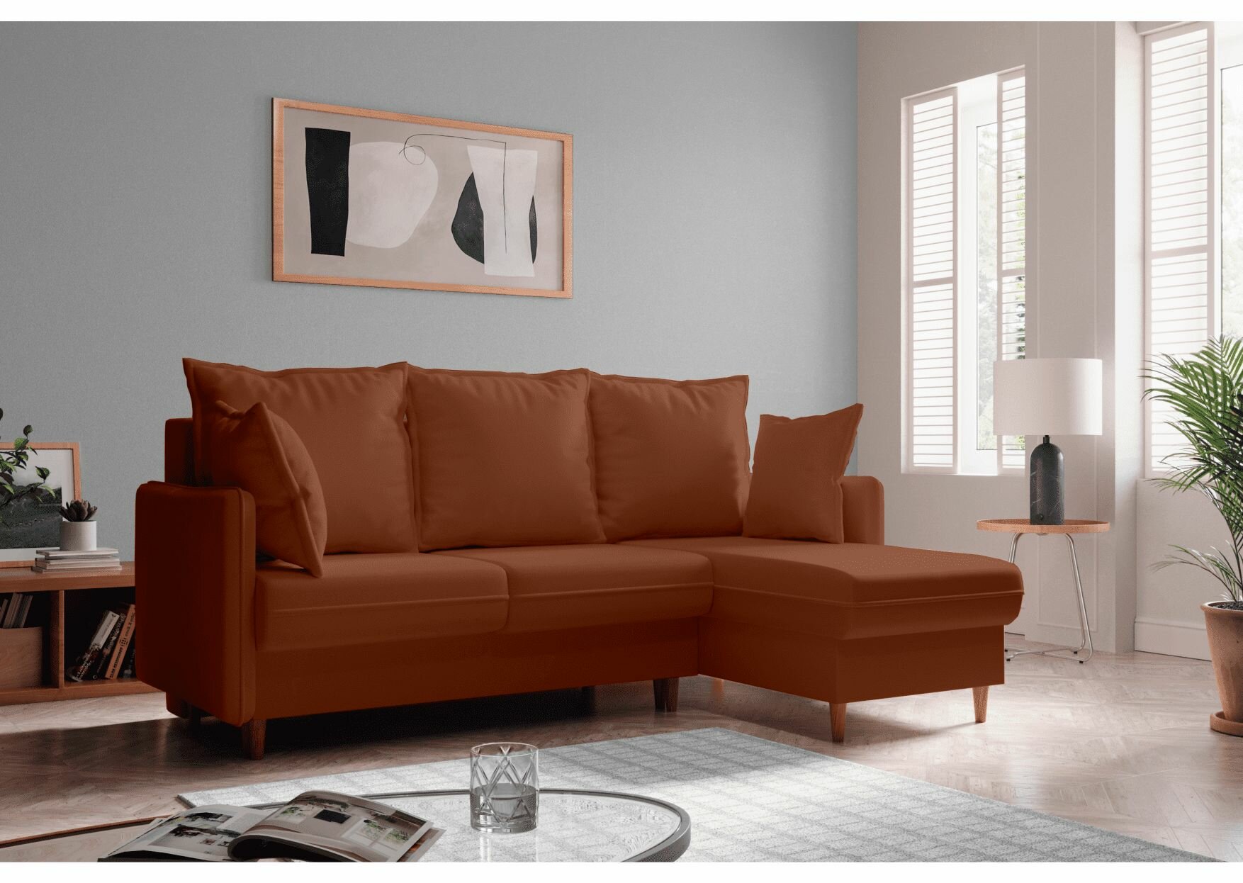 Диван угловой раскладной Цезарь в цвете медно-коричневый (velutto 55)