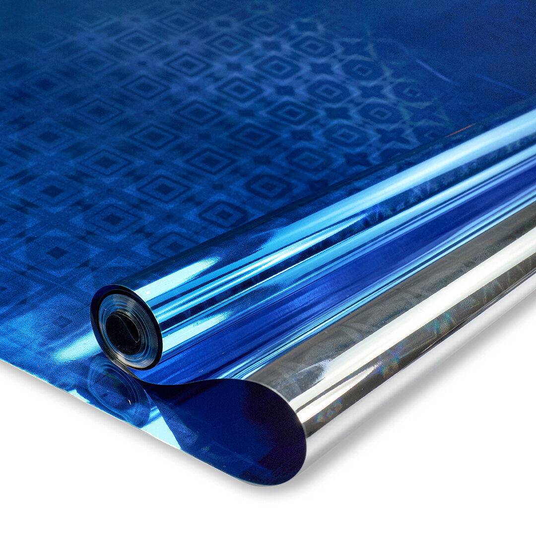 Упаковочная пленка 40мкм (0,7*8,8 м) Синий, Голография, 1 шт.