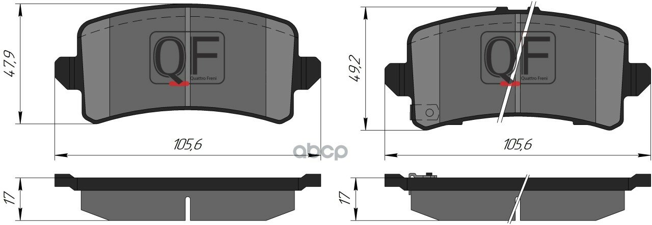 Колодки тормозные дисковые к-т с мех. индикатором износа задн. HAVAL JOLION (4WD) QUATTRO FRENI арт. qf508802