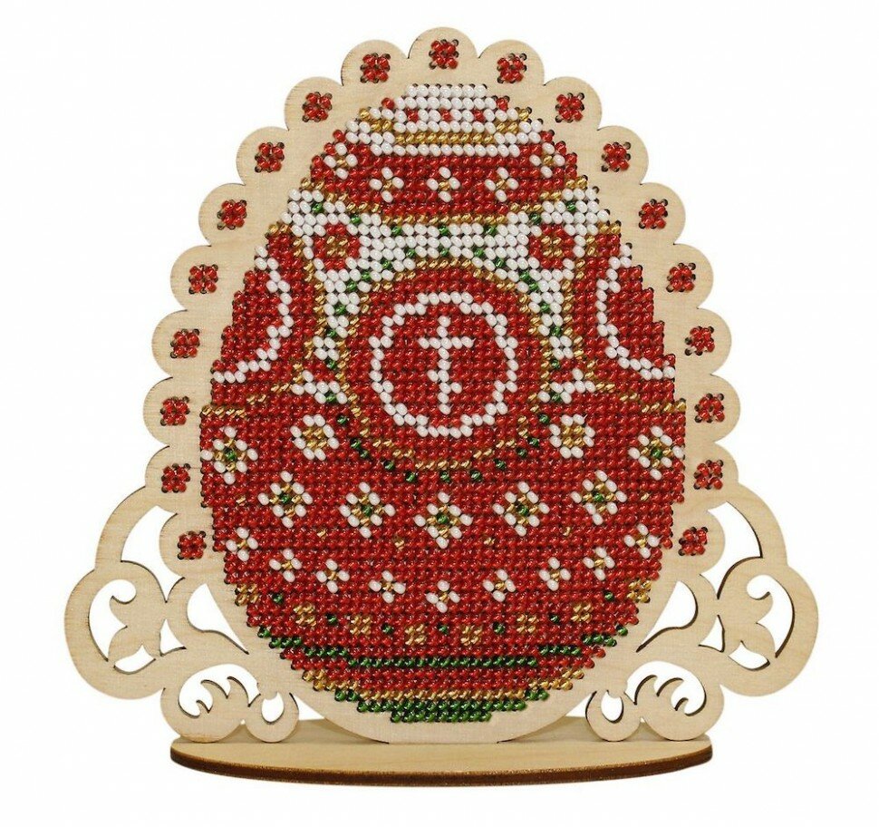 Набор для вышивания Щепка #О-048 Красное пасхальное яйцо, Вышивка бисером, 13 x 14 см