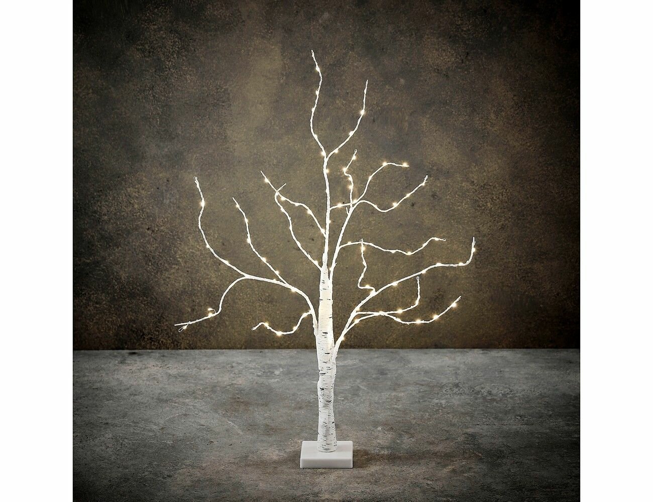 Декоративное светящееся дерево, 96 теплых белых LED-огней, 60 см, батарейки, Edelman
