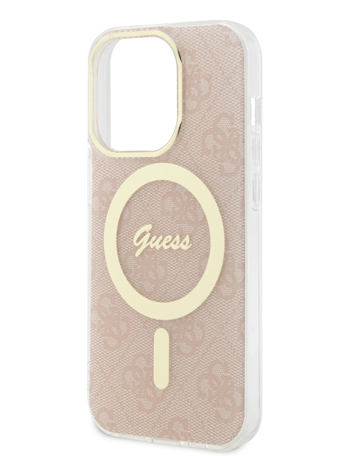 Guess для iPhone 14 Pro чехол MagSafe PC/TPU 4G Hard Pink/Gold