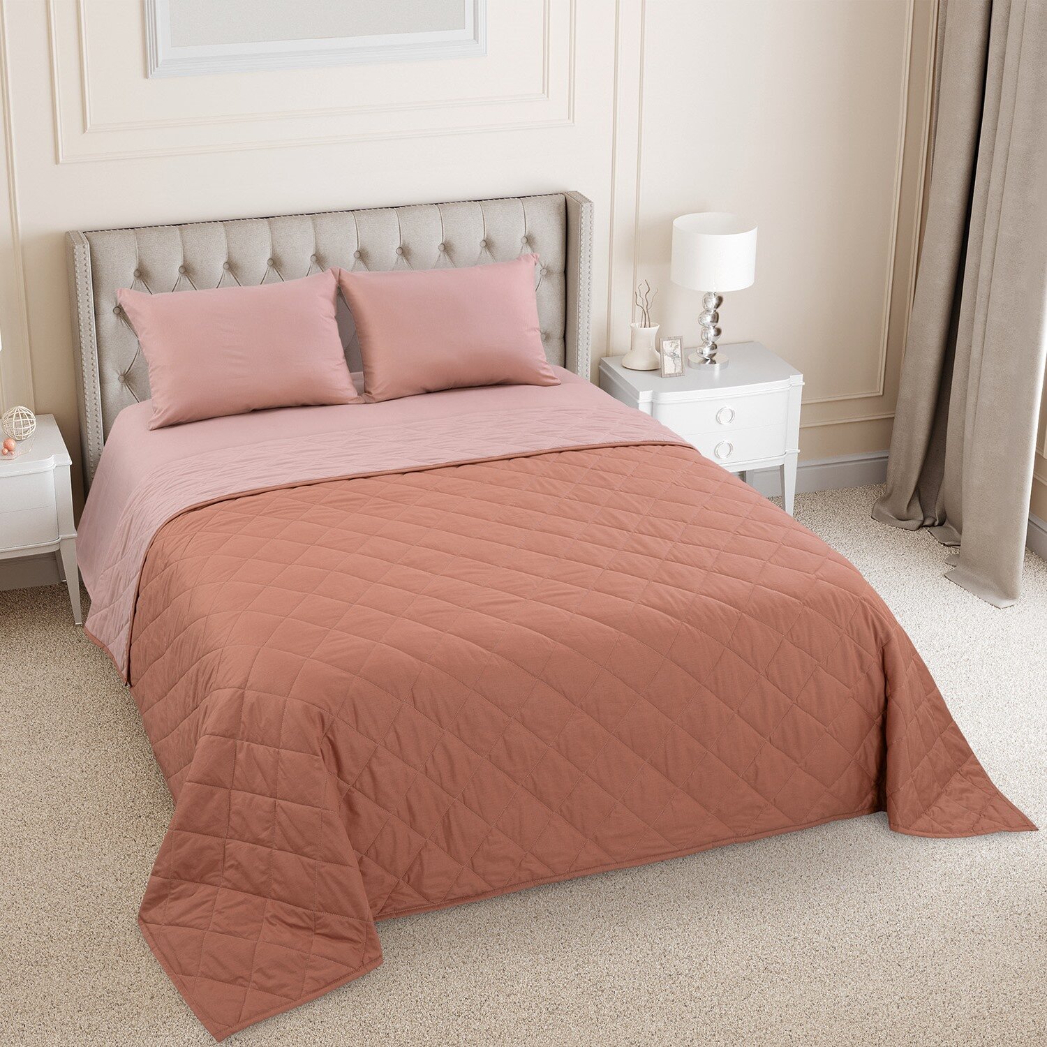 Покрывало из Перкали 260х210 стеганое "Летний закат"