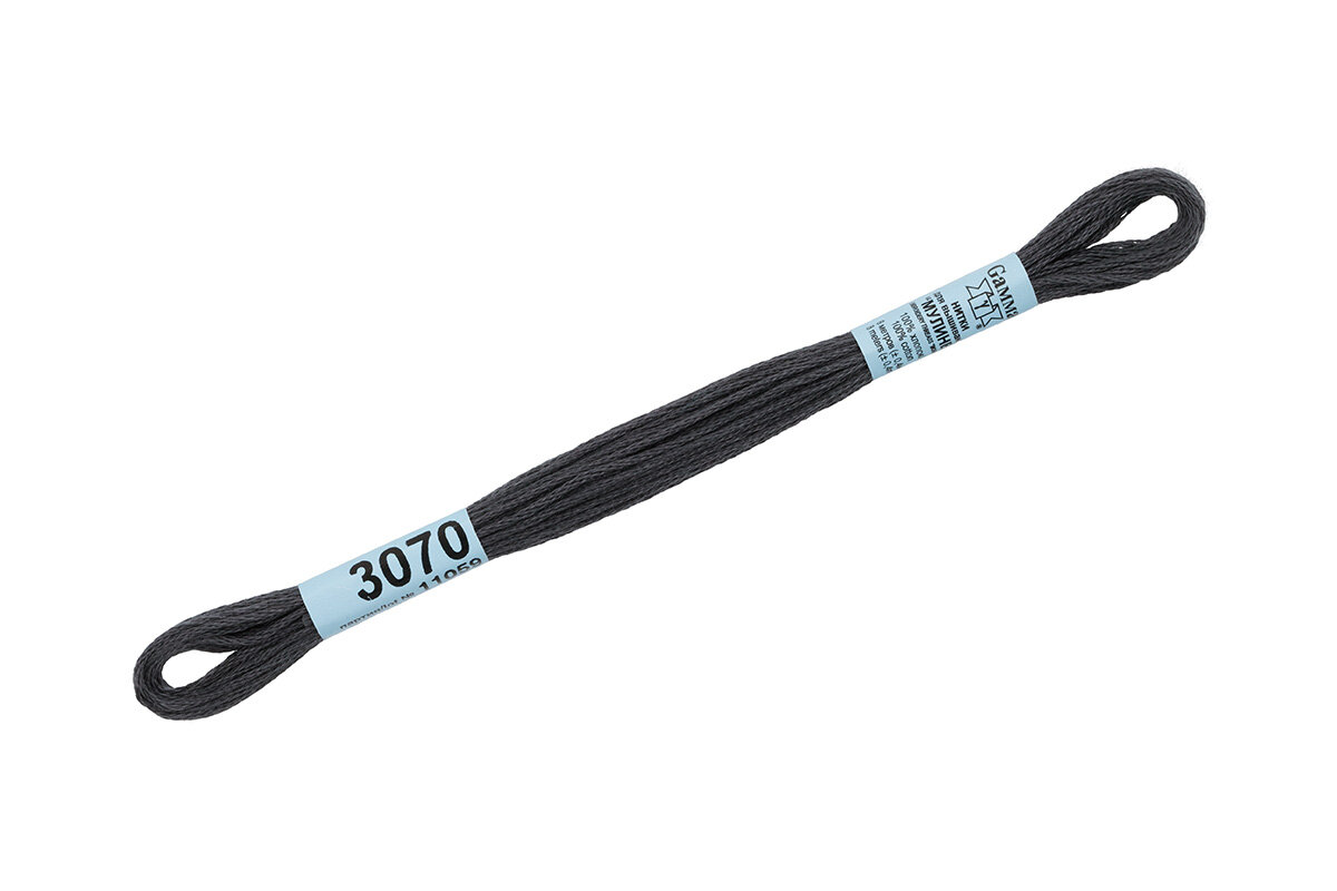 Мулине GAMMA нитки для вышивания 8м. 3070 темно-серый, 1 штука.