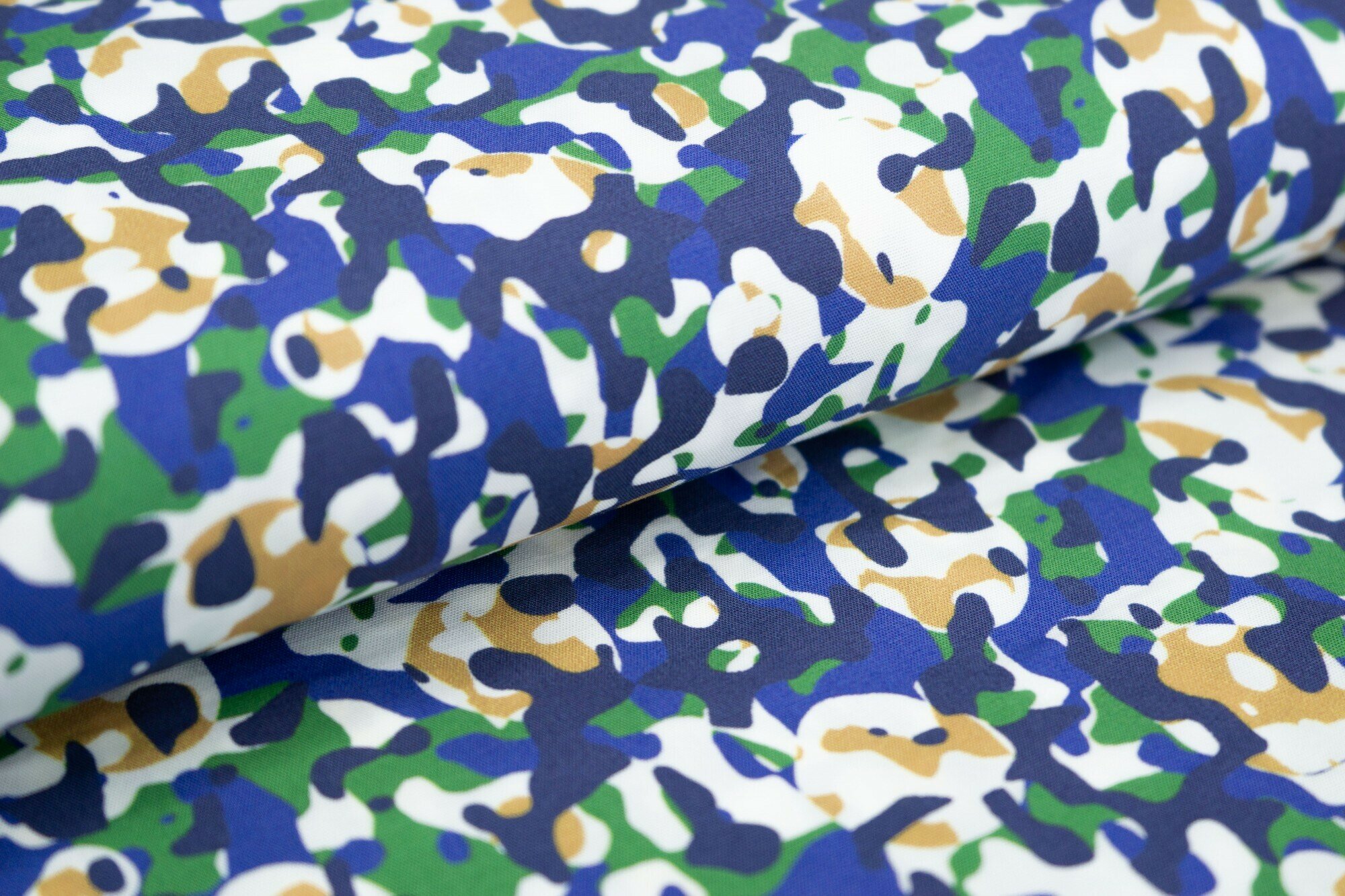 Ткань Хлопок поплин сине-зеленый камуфляж 2.5м