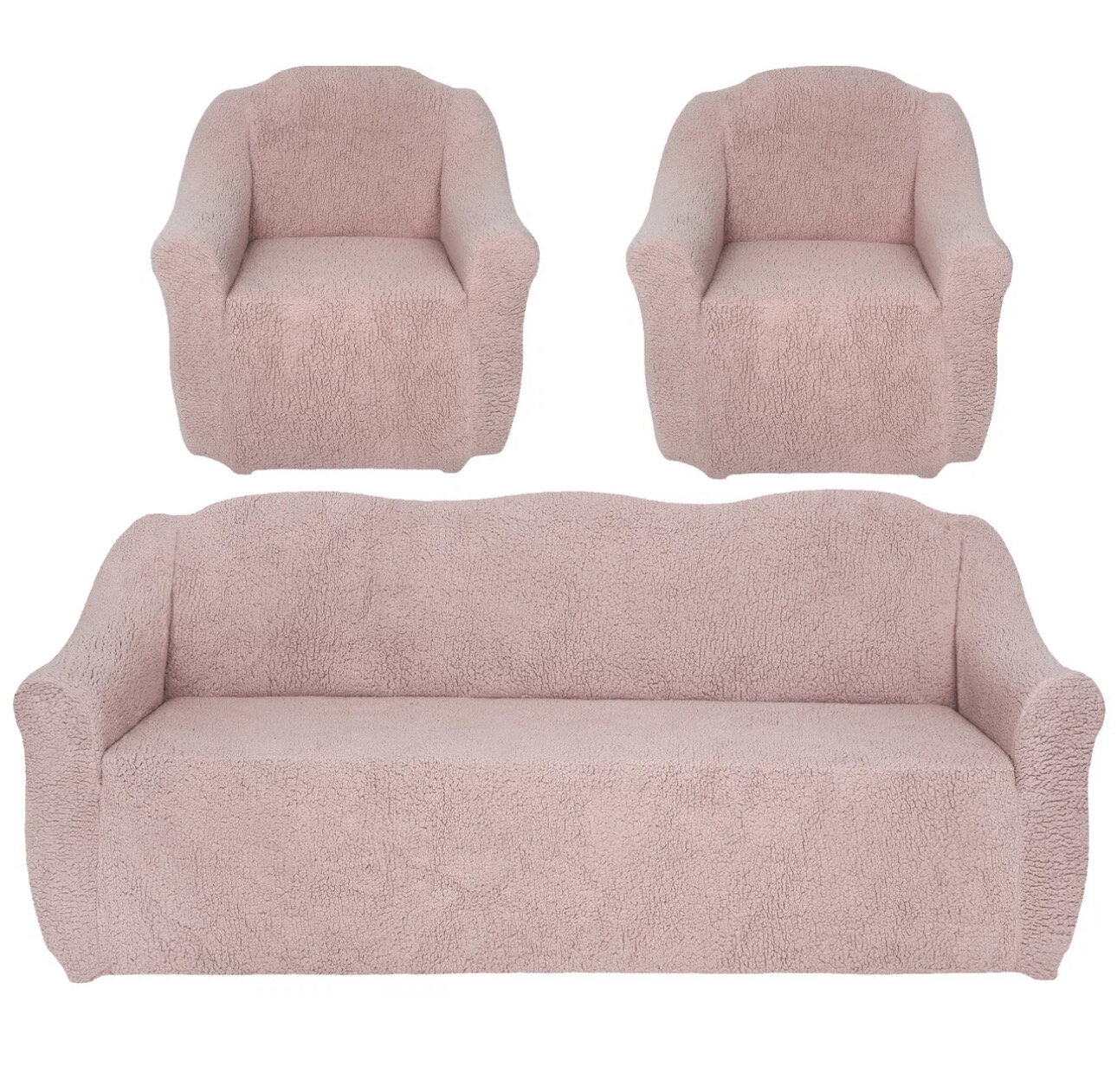 Ворсовые плюшевые чехлы на трехместный диван и два кресла