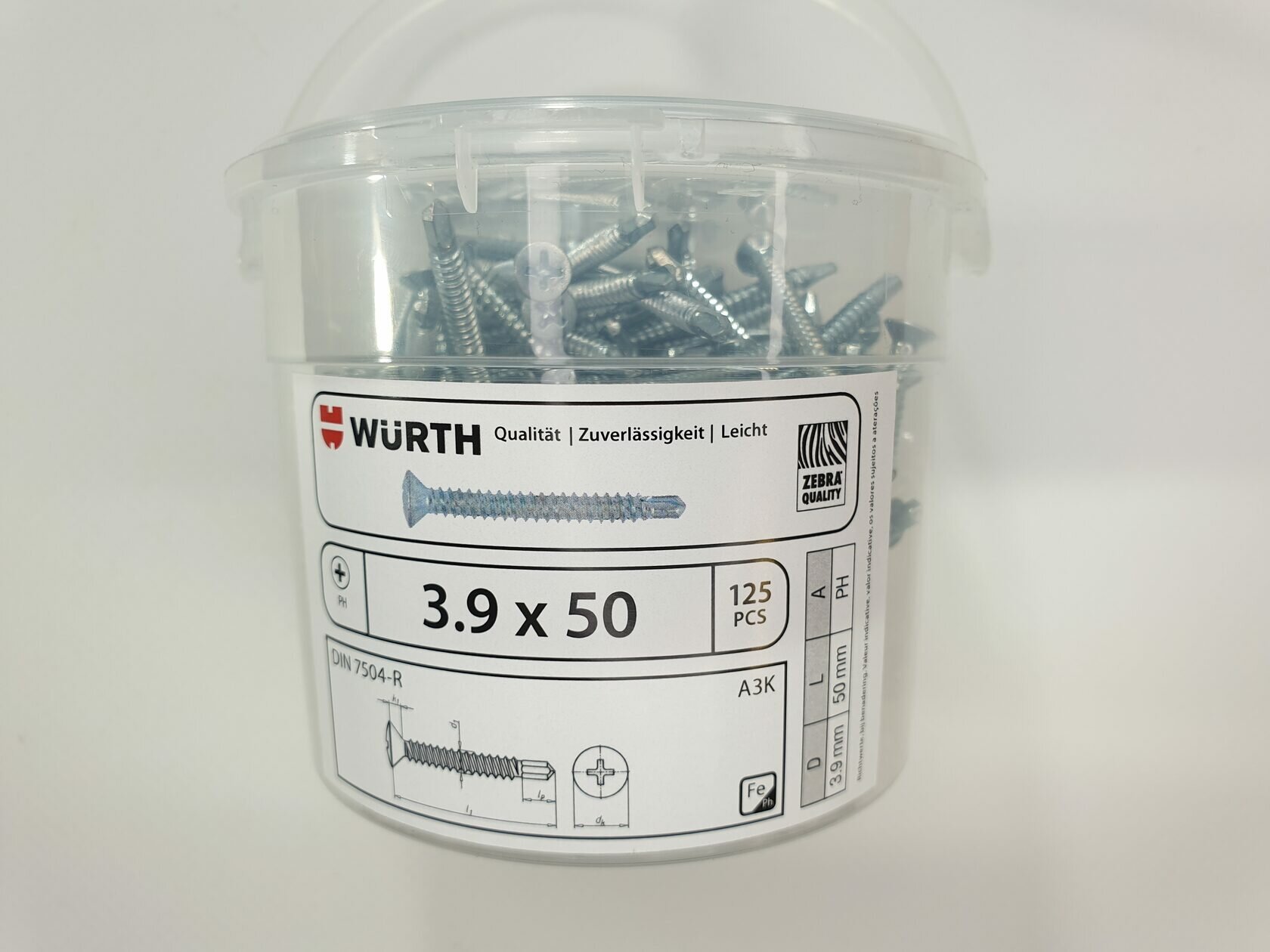 Саморез по металлу DIN 7504-R 3.9x50 (125 pcs) WURTH, Германия