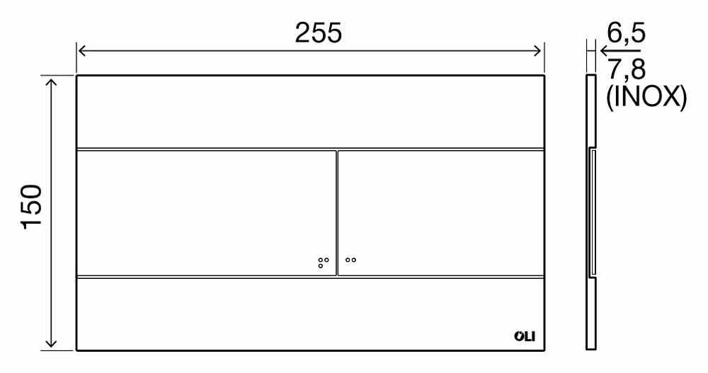 Кнопка смыва OLI SLIM механическая, двойная пластик черная (886040) CG23000886040