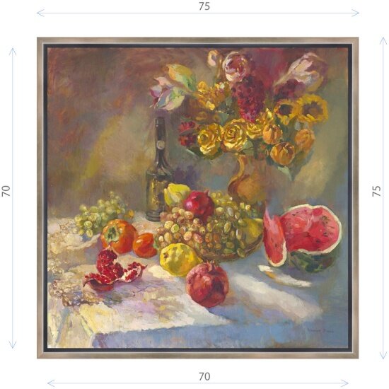 Картина Декор Депо Ксении Черномор Голландский натюрморт Матовый холст в раме 75х75 см