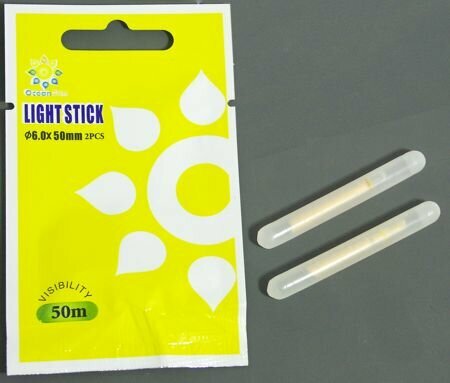 Светлячки рыболовные Ocean Sun в упаковке 2шт диаметр 6.0 x 50мм желтый цвет видимость до 50м длительность 8 часов