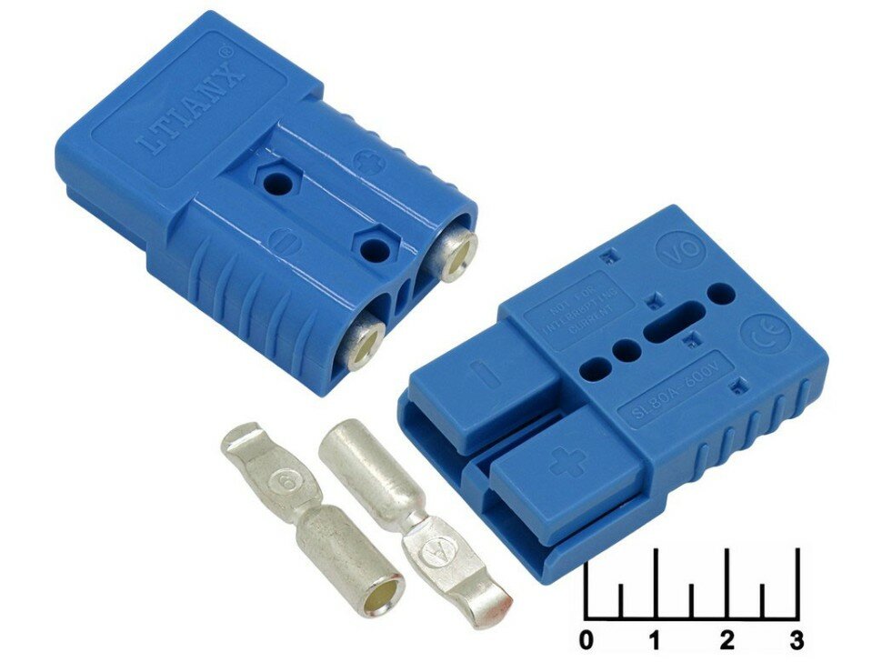 Разъем силовой 2pin 80A 600V BMC 2S (6AG) синий (Anderson)