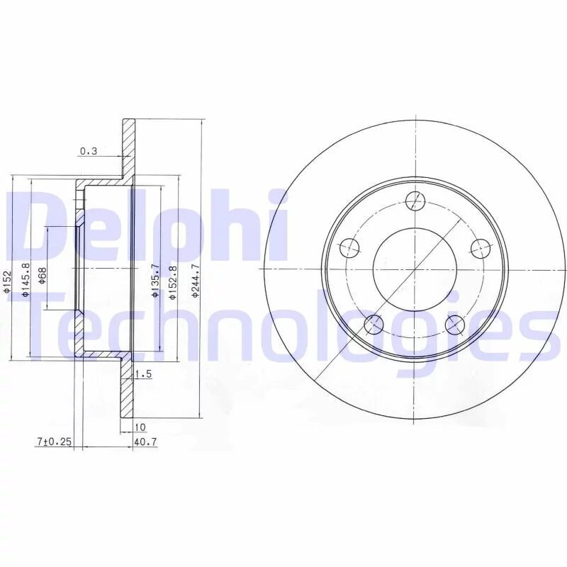 Диск тормозной для автомобиля Audi Volkswagen, DELPHI BG3381 (2 шт.)