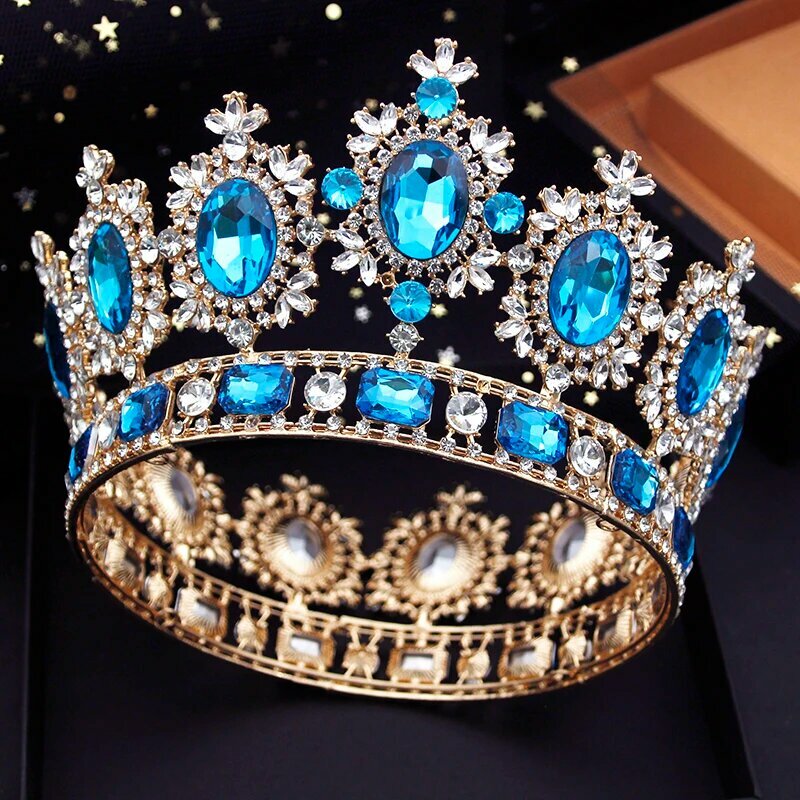 Корона с кристаллами, Gold Baby Blue