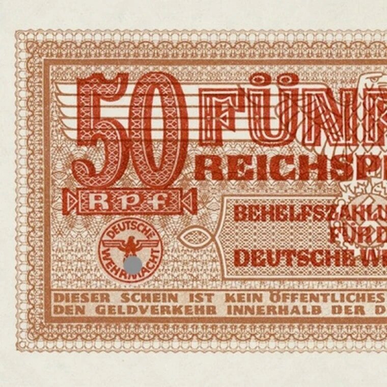 50 рейхспфеннигов 1942 Вермахт Германия, сувенирная копия, банкноты и купюры редкие коллекционные