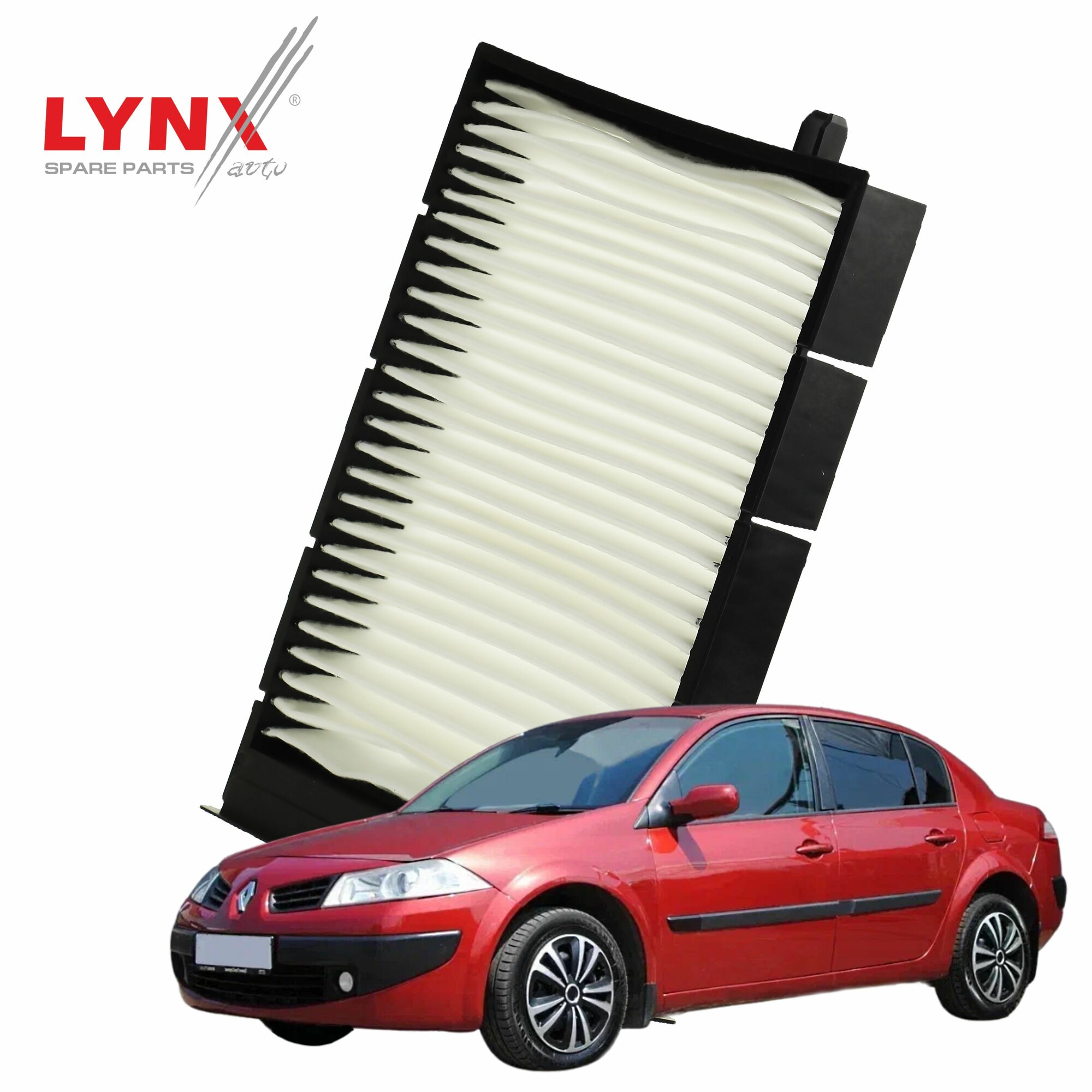 Фильтр салонный Renault Megane (2) / Рено Меган 2002 2003 2004 2005 2006 2007 2008 2009 / 1шт LYNXauto