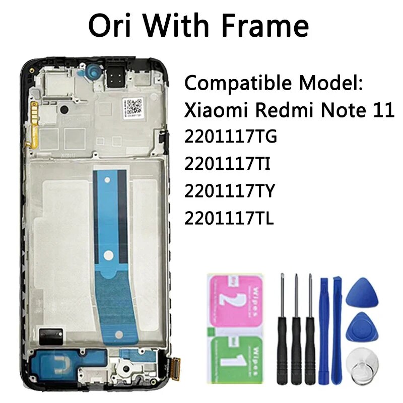 Тестовый дисплей для Xiaomi Redmi Note 11 (2201117TG) с сенсорным стеклом и Note11 Ori W frame