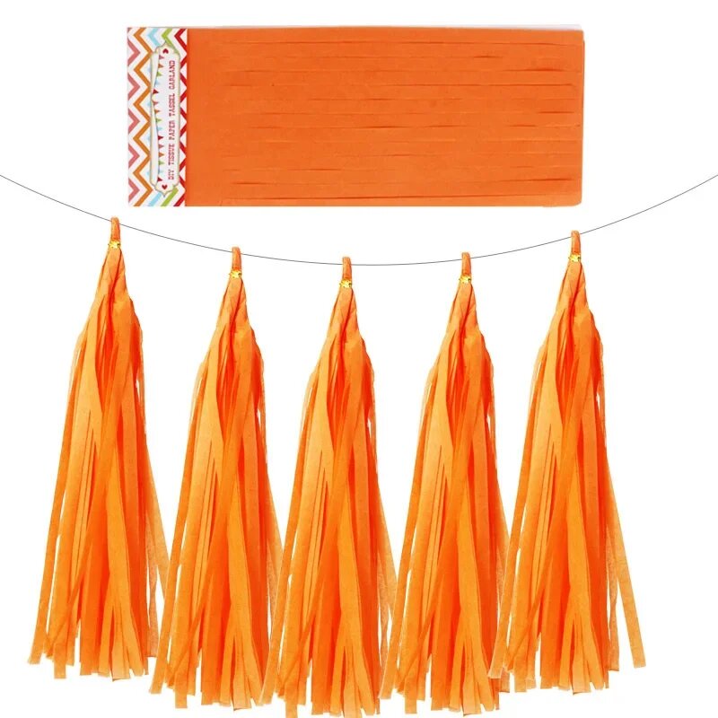 Гирлянда из папиросной бумаги с кисточками 5 шт. Оранжевый, orange