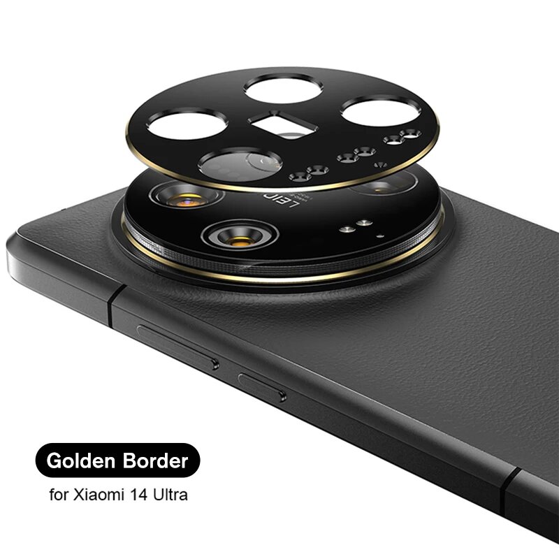 3D защита для камеры из алюминиевого сплава для Xiaomi 14 Ultra 14 ультра металлический защитный чехол Xiaomi14ultra Xiami Xaomi Xiomi не стекло Gold Edge