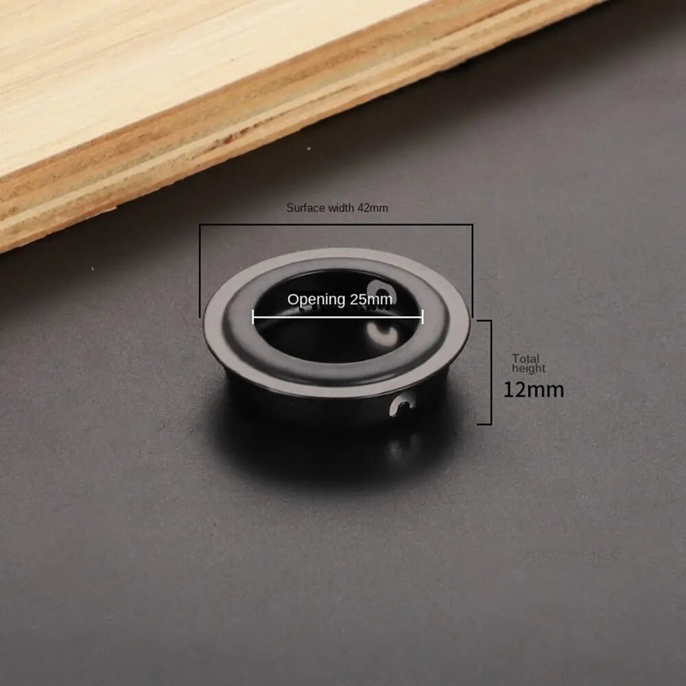 Черная ручка для двери, Surface width 42mm, Opening 25mm, Total height 12mm, black-Style 1
