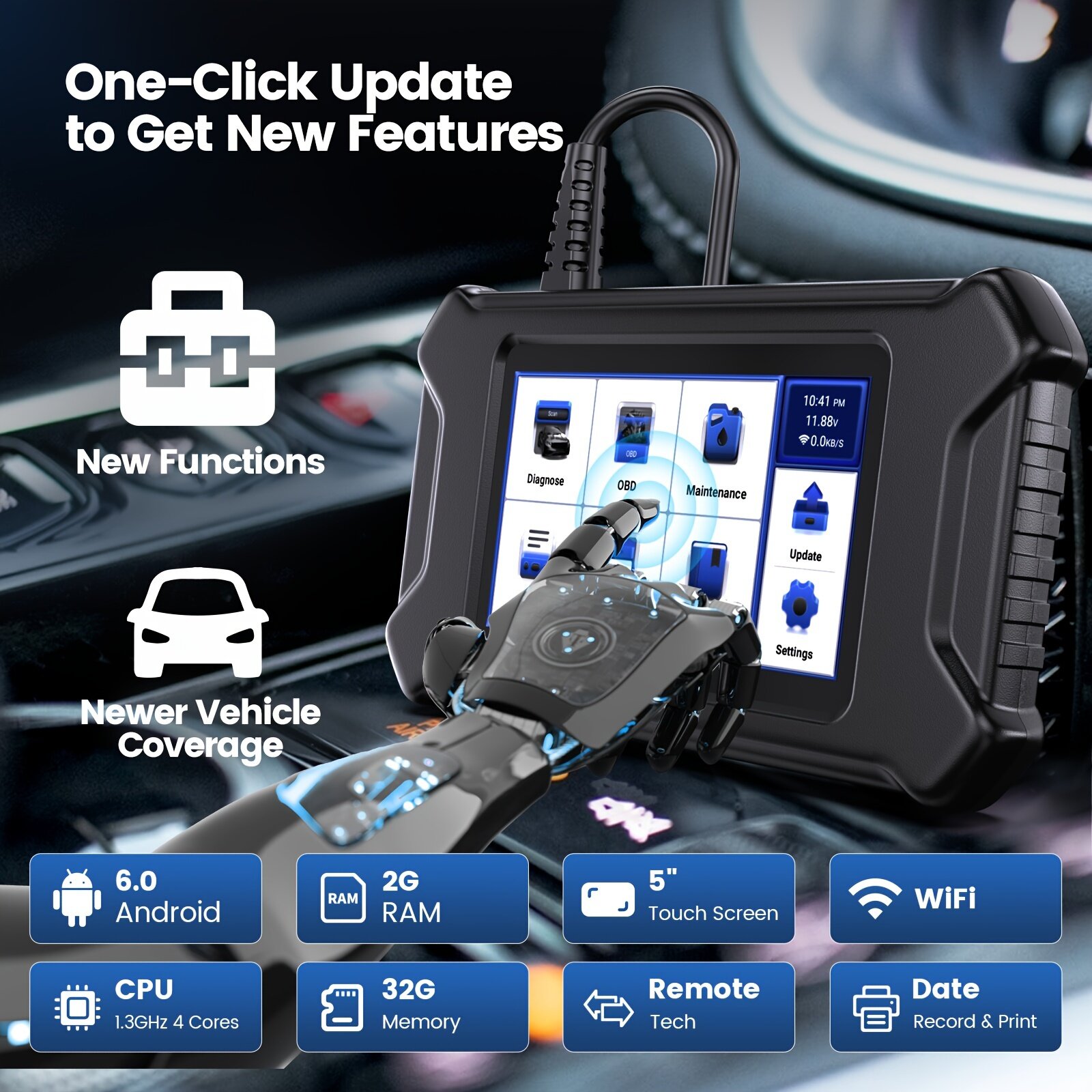 Сканер диагностики MUCAR CS4 OBD2, инструмент для диагностики ABS/SRS/ECM/TCM 4 систем, диагностика масла/EPB/SAS/TPMS/ETS, инструмент для сканирования с 5 сбросами, пожизненное бесплатное обслуживание для диагностики автомобиля