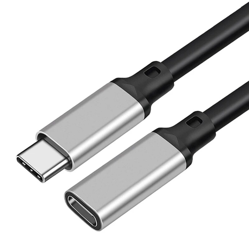 USB C удлинитель кабеля 10 Гбит/с 100 Вт для MacBook Pro Samsung Xiaomi 0,2 м, TPE Gray