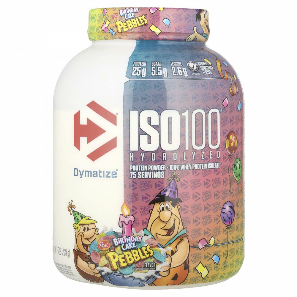 Dymatize, ISO100®, гидролизованный, 100% изолят сывороточного протеина, со вкусом торта, 2,3 кг (5 фунтов)