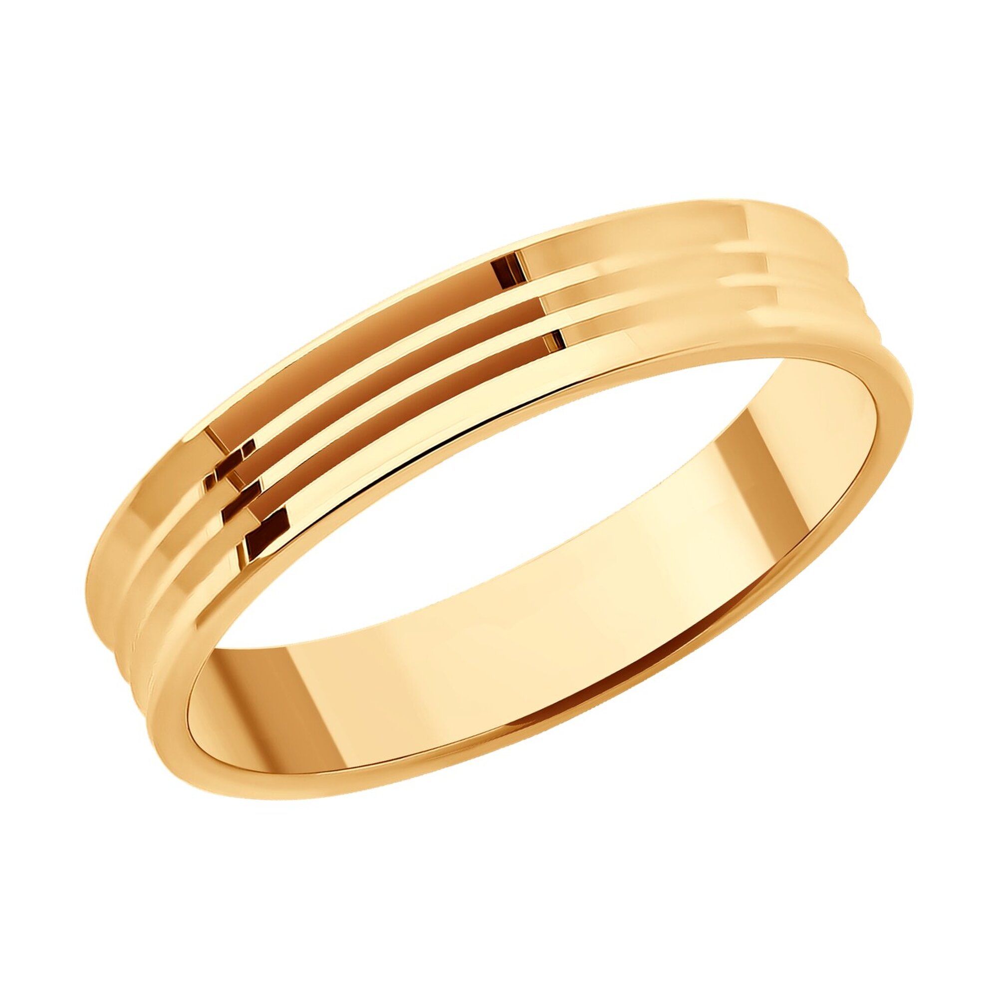 Кольцо обручальное, красное золото, 585 проба