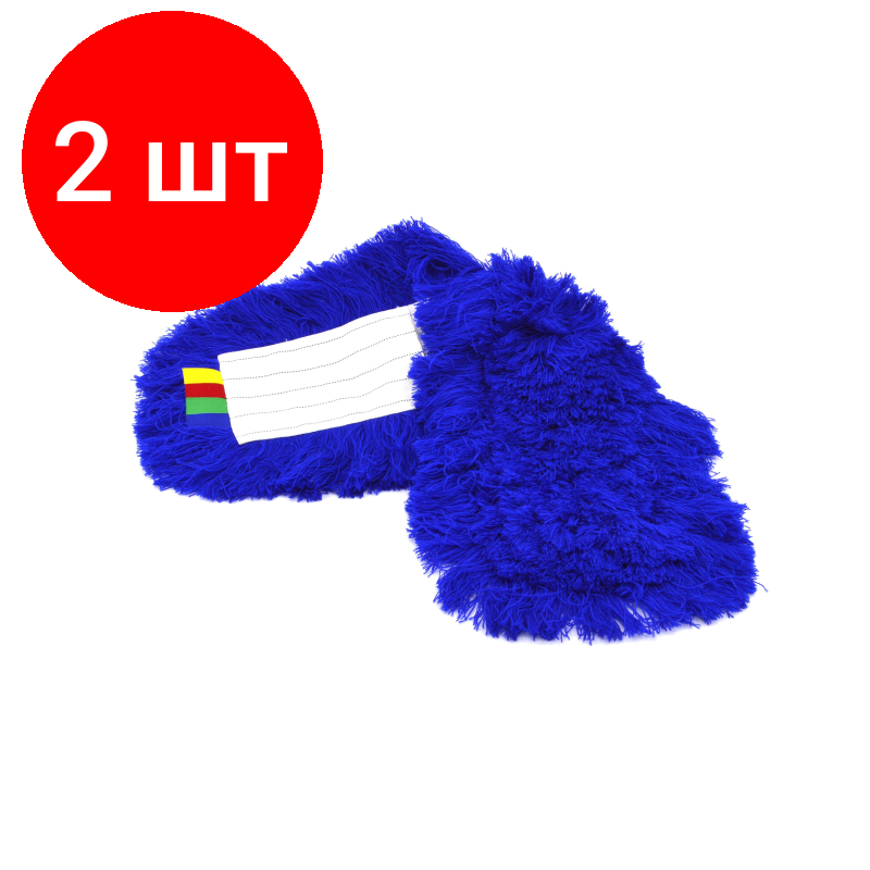 Комплект 2 штук, Насадка МОП плоский, 60х11 см, акрил, рамочный, сухая уборка, синий AL3515