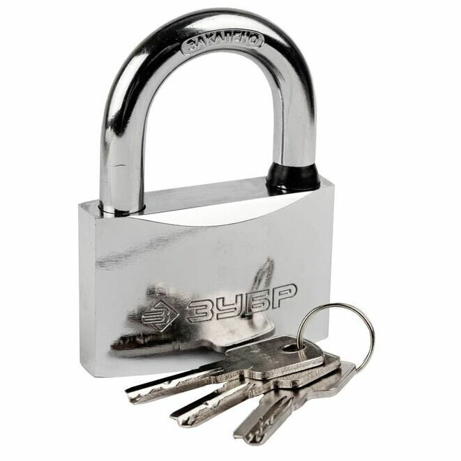 Замок навесной ЗУБР 70х22х45 мм, закаленная дужка, стальной корпус