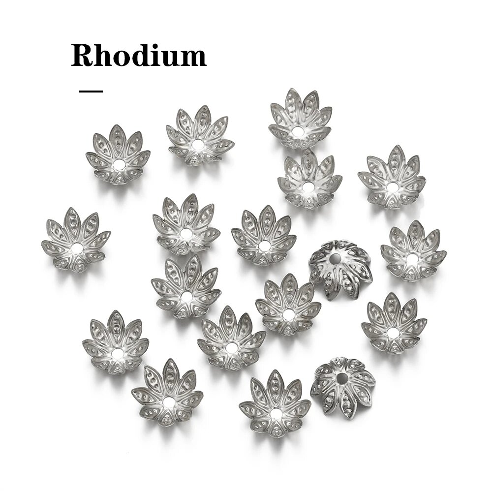 Металлические колпачки для бусин MINGXUAN 200 шт. 8-10 мм 8mm, Rhodium