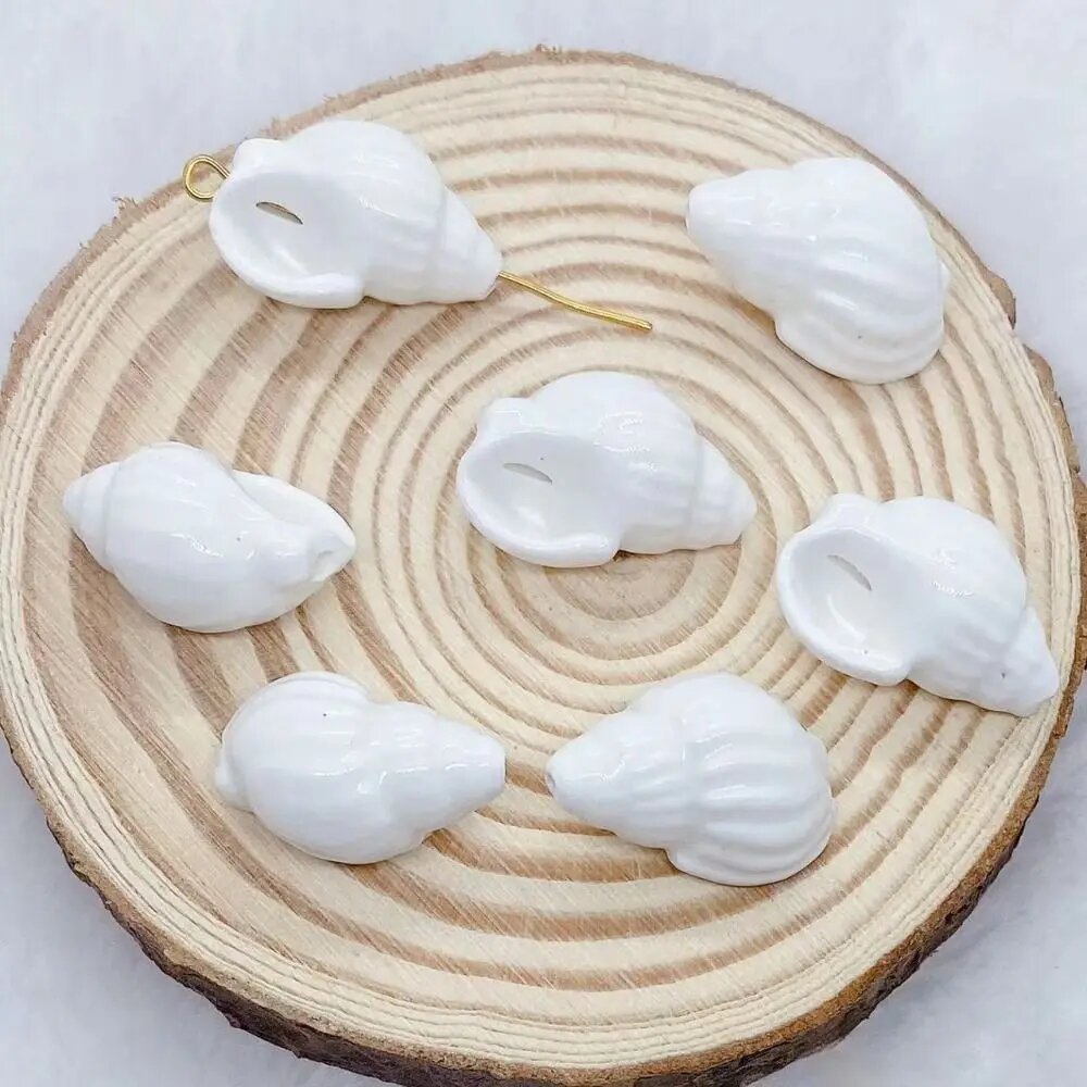 Керамические ракушки бусины 10 шт. Белый, White