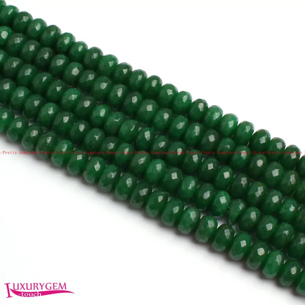 Натуральные нефритовые бусины IUXURYGEM-TOUCH 5x8 мм, multicolor Изумрудный, Green Color