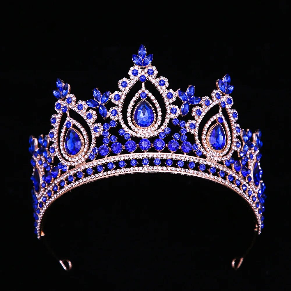 DIEZI хрустальная корона для женщин и девушек Темно-синий, gold blue