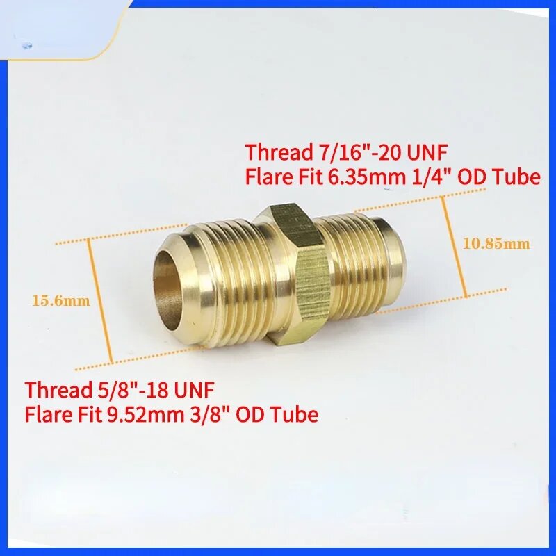 Латунный переходник SAE Flare 45 градусов 1/4", 3/8", 1/2", 3/4" 6.35mm-9.52mm