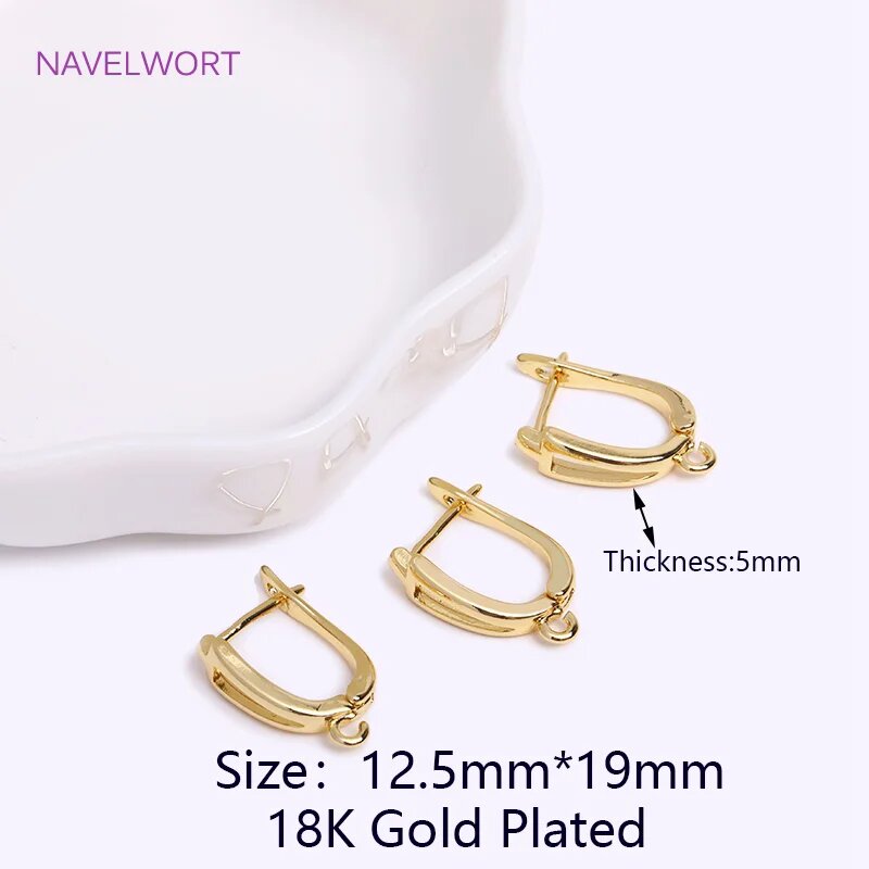 Фурнитура для сережек, латунные крючки с позолотой 18 карат, NAVELWORT, 8 4 pieces, 18K gold plated