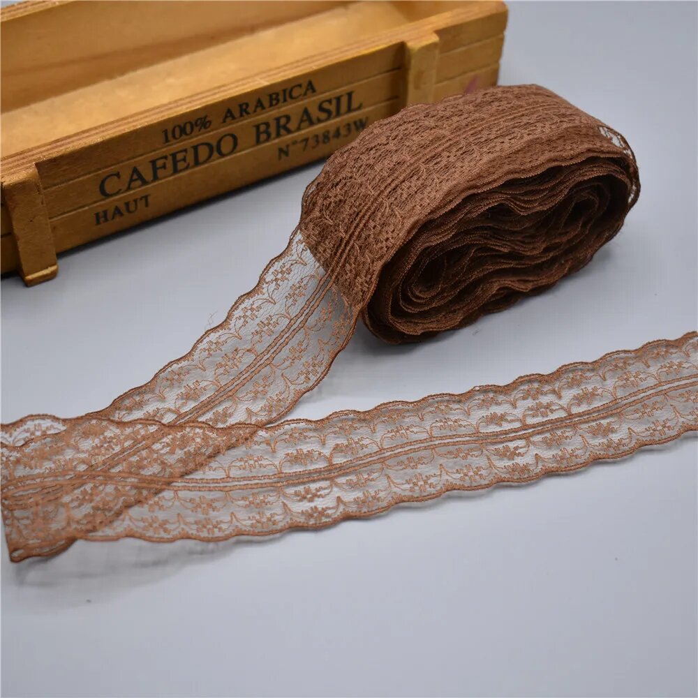 Кружевная лента 10 ярдов, 4,5 см, цвет 29 light coffee