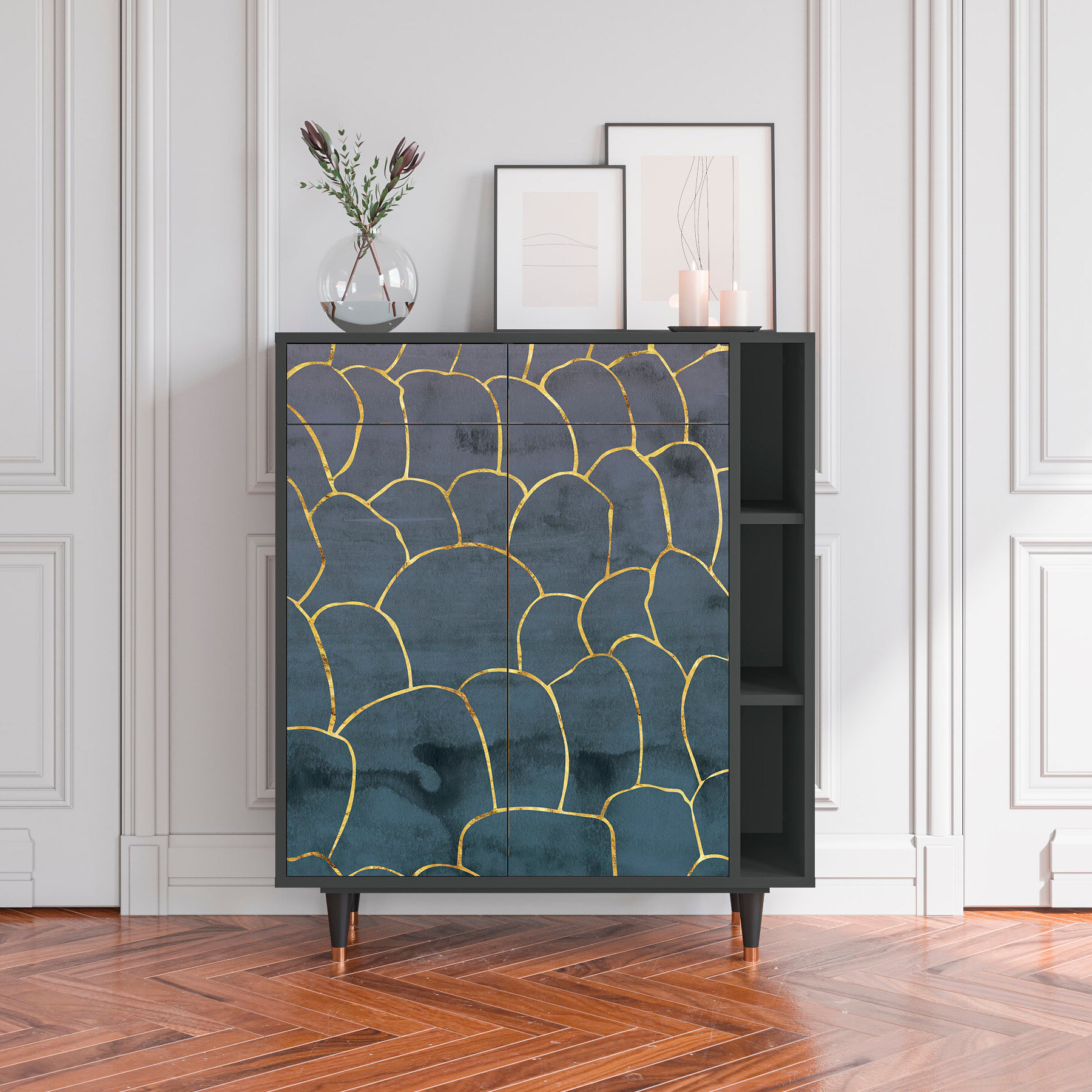 Комод - STORYZ - BS6 Blue Lagoon, Размер - 94 x 110 x 41 см, Цвет корпуса - , Антрацит