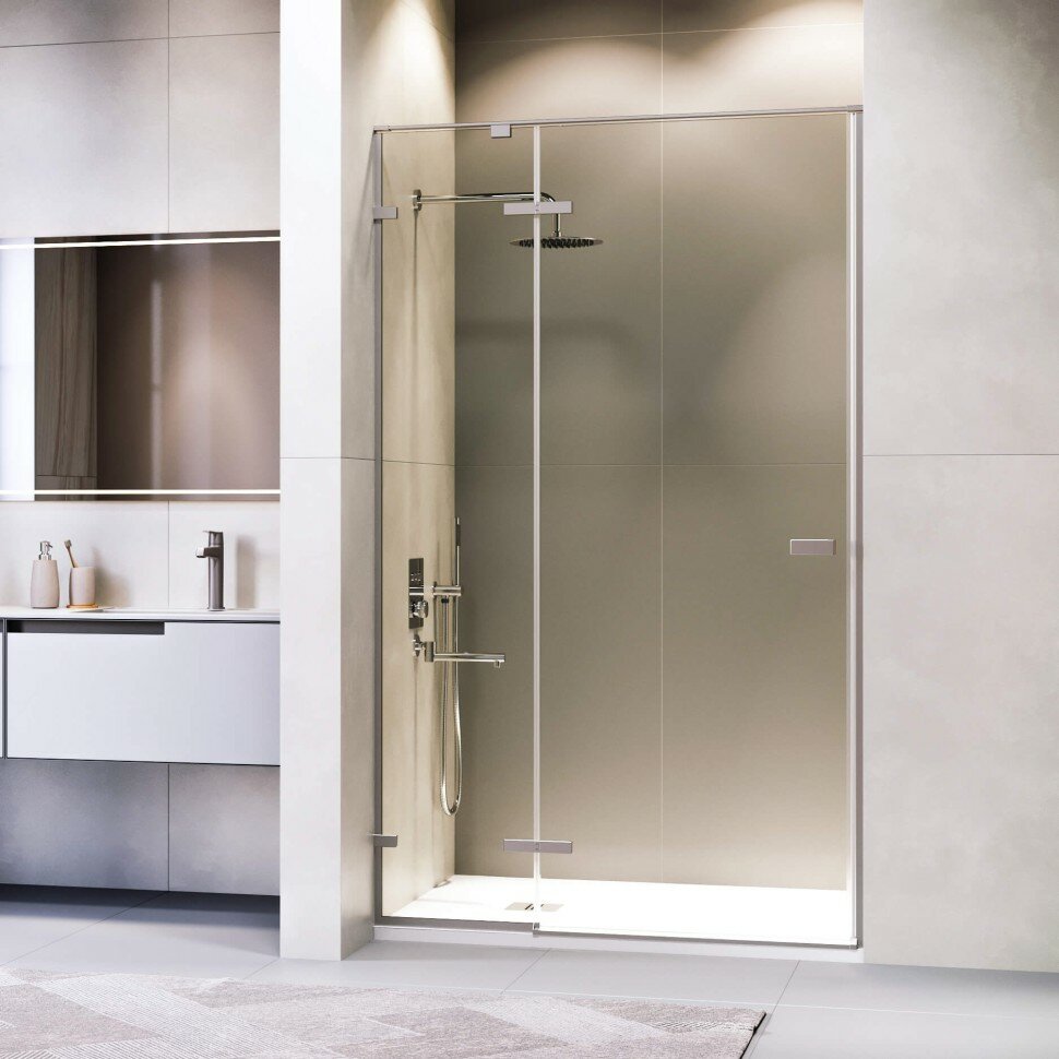 Душевая дверь RGW Stilvoll SV-004Gr, распашная, прозрачная, серая, 1400