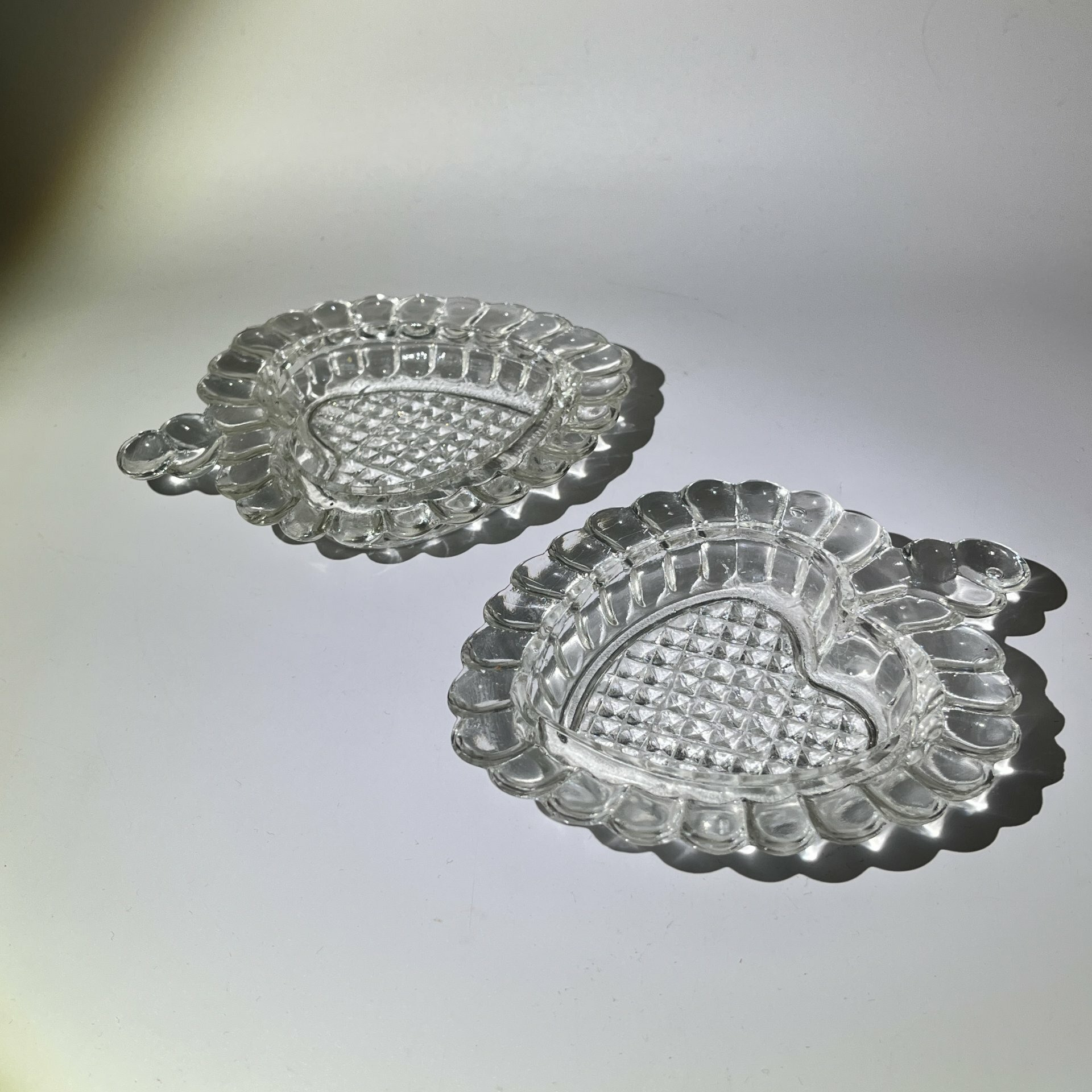 Розетки для варенья в форме сердца (2 шт.), хрусталь, СССР, 1960-1990 гг.