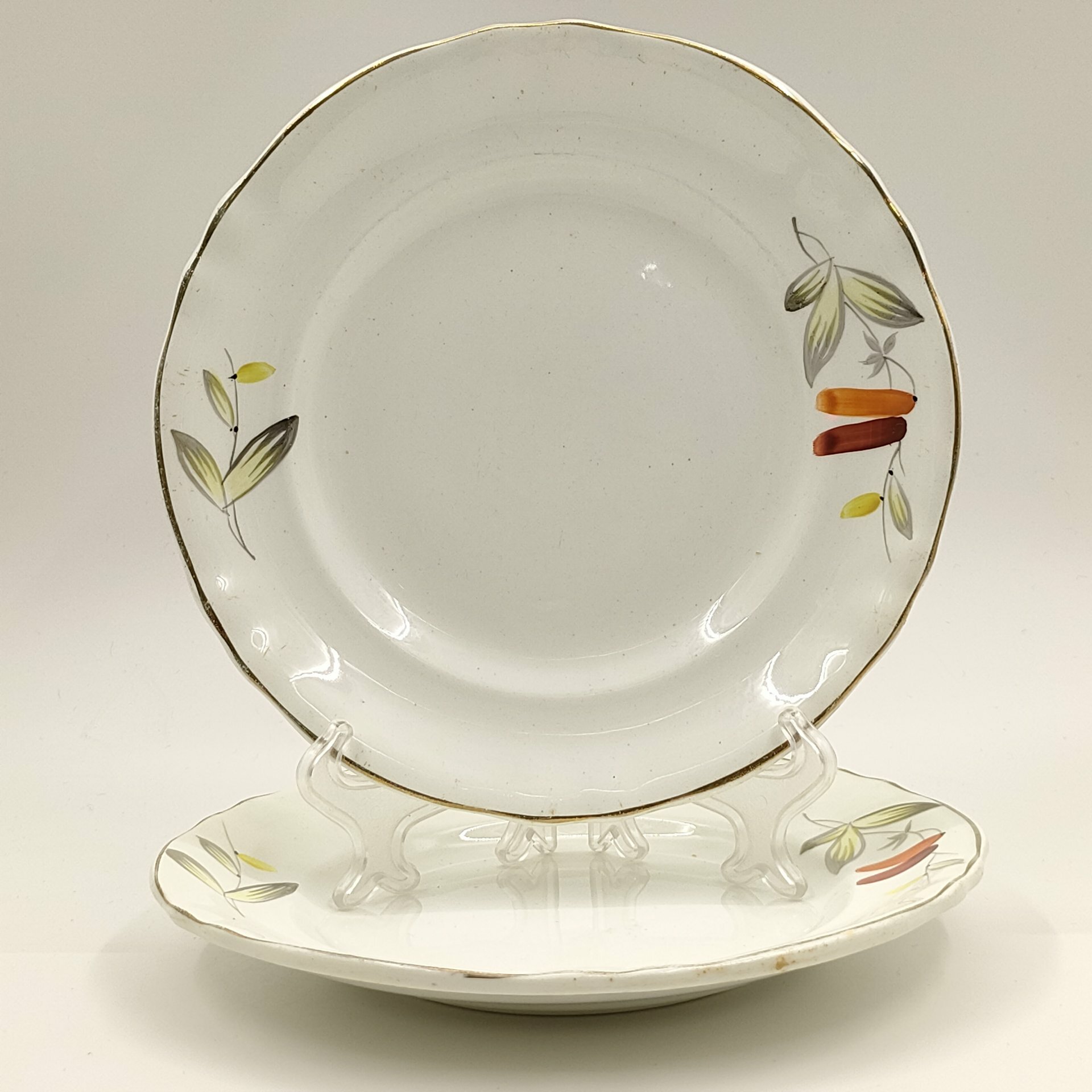 Пара десертных тарелок "Барбарис", украшенных флоральным декором