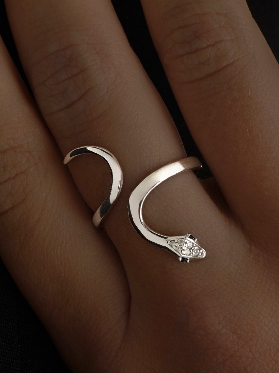 Кольцо тонкое, разъемное, серебро, 925 проба, родирование, фианит