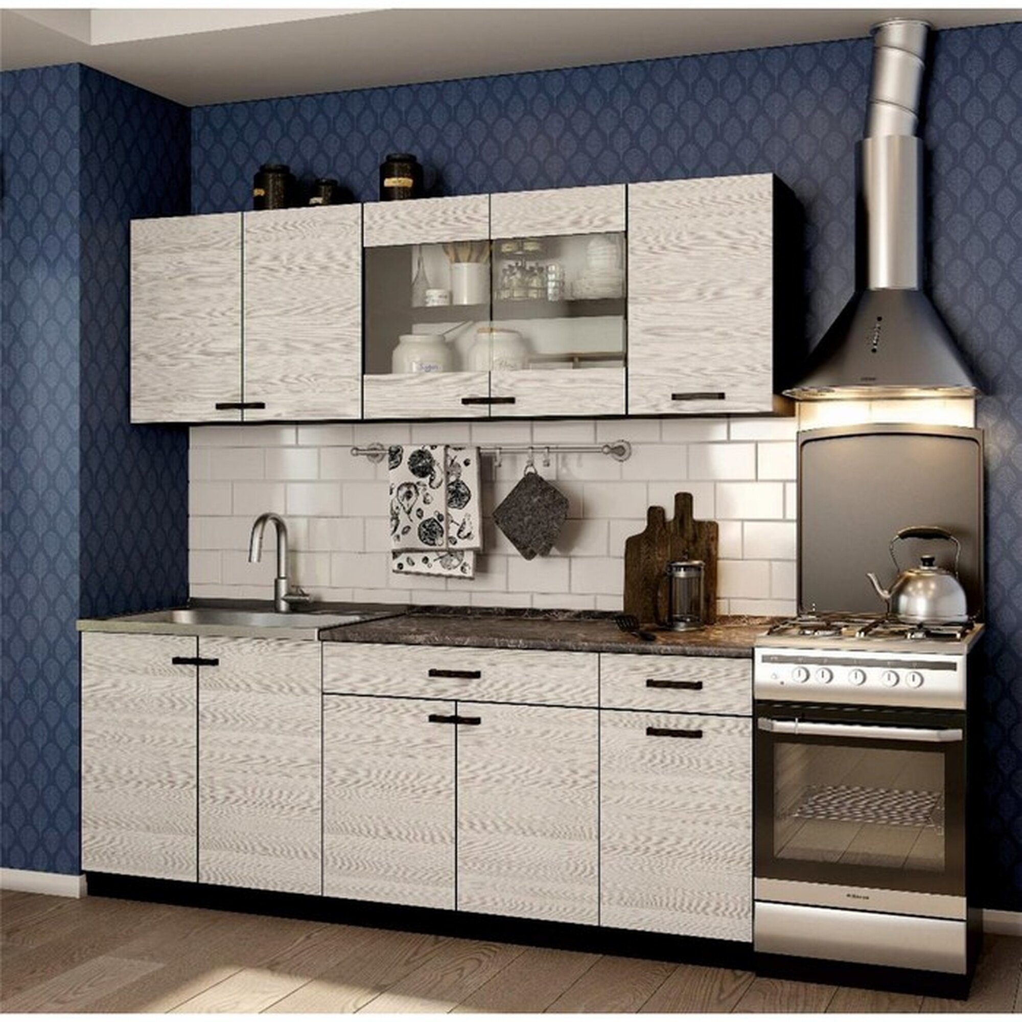 Кухонный гарнитур Сима-ленд "Мальва 2000", современный стиль, ЛДСП, цвет венге/лоредо