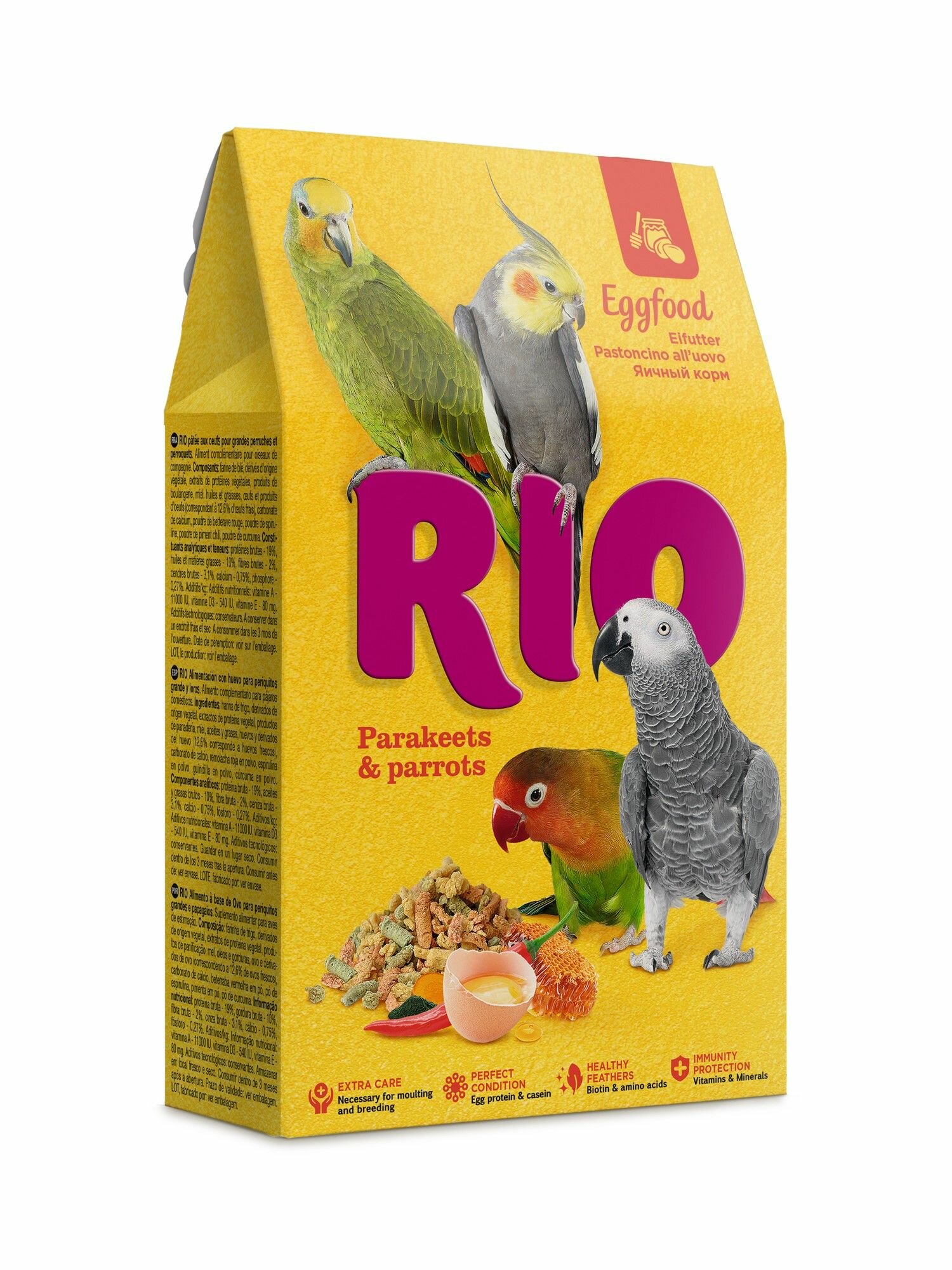 Корм RIO "Яйцо", для попугаев, для поддержания окраса, для улучшения оперения, 250 гр