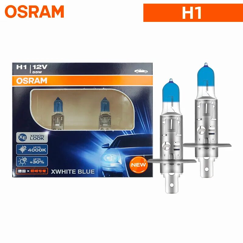 OSRAM H1 H4 H7 H11 HB3 9005 XWHITE BLUE Автомобильная галогенная фара 4000K Теплый белый H1 12V 55W