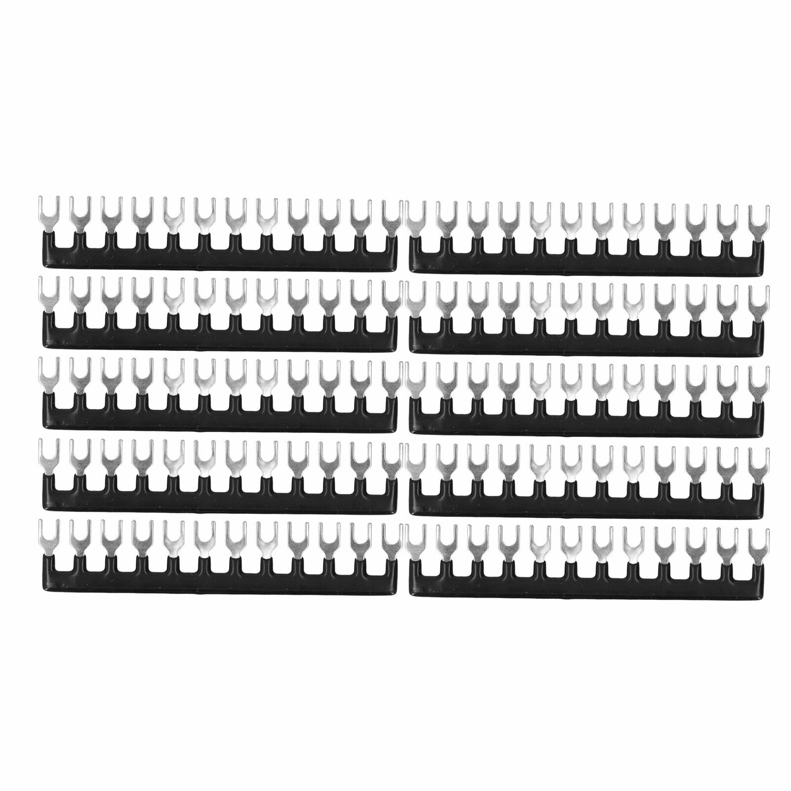 10 шт. барьерные клеммные колодки на 8 позиций, форкообразные, 400В, 15А, с предизоляцией, черные TB-1512